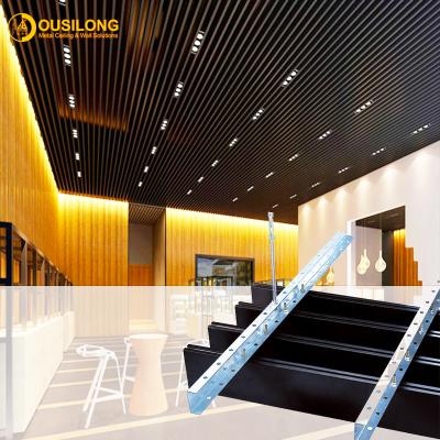 China Ornament Suspended Metal Ceiling False Drop Down Ceiling Tile white With Wood Grain , ISO SGS for sale