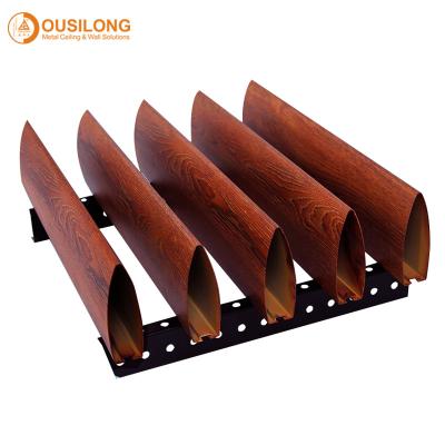 China Commercial Linear Metal Ceiling Suspended Aluminum Wooden Bullet Shaped for sale