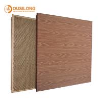 China Fireproof Suspended Aluminum / Aluminium Clip In Ceiling Wooden Color Acoustic Metal Ceiling Panel for sale