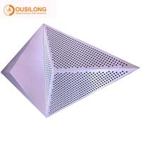 China Decorative Pressed Snap Clip In 3D Triangle Ceiling Acoustical Special Design Suspended Metal Panel for sale