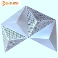 China Decorative Pressed Snap Clip In 3D Triangle Ceiling Acoustical Special Design Suspended Metal Panel for sale