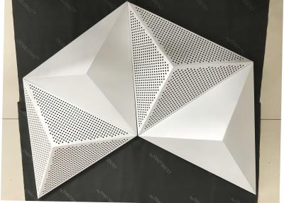 China Powder Coat Pearl White Commercial Ceiling Tiles , 3D Triangle Clip Floating Ceiling Tiles for sale