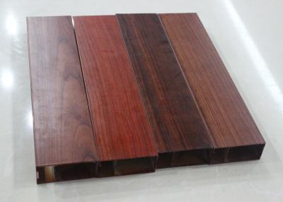 China Decorative Wooden Strip Metal Ceiling Tile , Fireproof Square Tube Strip Ceiling for sale