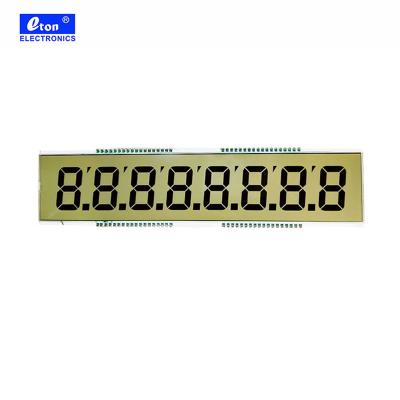 China 8 Digits 7 Segment 72PIN TN LCD Display with Transreflective Polarizer Operating Temp -20~70 Yellow for Fuel Dispenser for sale