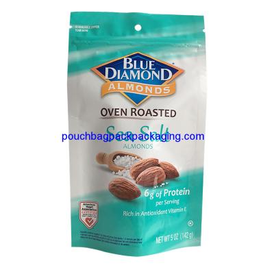 China Almond stand up bag with zipper, Printed Aluminum Foil standing zip pouch for sale