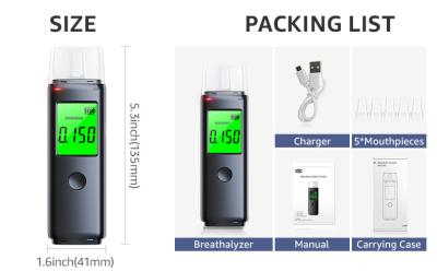 China Personal Alcohol Breathalyzer with 0.00-200mg/100mL Detection Range and Type-C Charging for Home Safety for sale