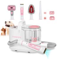 China 10KPa Suction Electric Pet Vacuum Cleaner for Pink Grooming Brush Dog Hair Kit for sale