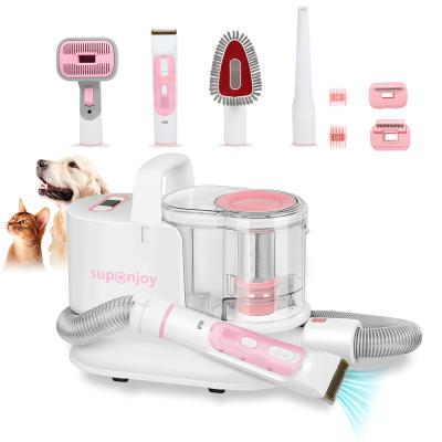 China 10KPa Suction Electric Pet Vacuum Cleaner for Pink Grooming Brush Dog Hair Kit for sale