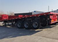 China 3mm 3 Axles Flatbed Truck Trailer 60 Tons 20FT 40 FT Container Shipping for sale