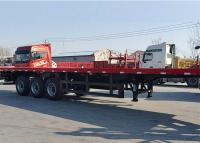 China 3mm 3 Axles Flatbed Truck Trailer 60 Tons 20FT 40 FT Container Shipping for sale