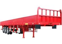 China Red 3 Axle 500mm Side Wall Semi Trailer 6.5T Bulk Cargo Trailer Transport for sale
