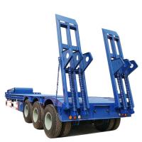 China Blue 5000kg Low Bed Semi Trailer BPW 3 Axle Low Bed Heavy Duty for sale