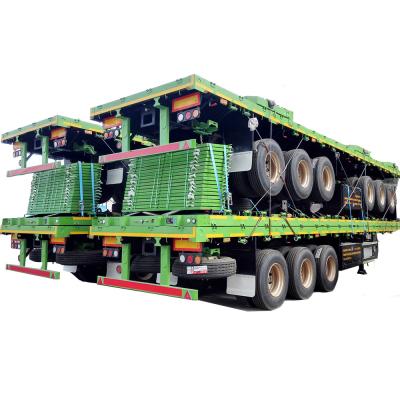 China 12m Flatbed Truck Trailer 12R22.5 Flatbed Semi  Snowrunner FUWA for sale