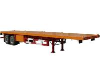 China Orange 12R22.5 40 Foot Flat Deck Trailer KEMI Two Axle Flatbed for sale