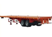 China Orange 12R22.5 40 Foot Flat Deck Trailer KEMI Two Axle Flatbed for sale