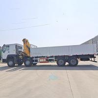 China New Sinotruk Howo Fence Cargo Truck 10Tons Folding Crane 12 Wheels 400hp For Sale for sale