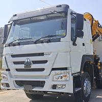 China New Sinotruk Howo Fence Cargo Truck 10Tons Folding Crane 12 Wheels 400hp For Sale for sale