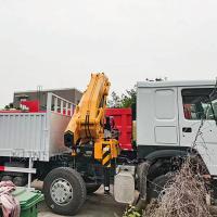China New Sinotruk Howo Fence Cargo Truck 10Tons Folding Crane 12 Wheels 400hp For Sale for sale