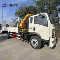 China HOWO Cargo Cargo Truck Mounted Crane Truck 290HP 5Ton Railboard Flat Plate Cargo Truck for sale