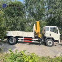 China HOWO Cargo Cargo Truck Mounted Crane Truck 290HP 5Ton Railboard Flat Plate Cargo Truck for sale