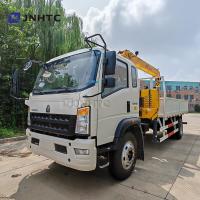China HOWO Crane Truck With 4X2 6 Wheels Crane 5 Ton Cargo Truck With 12ton Folding Arm Crane for sale