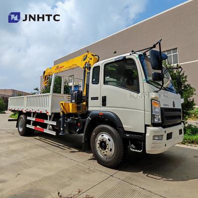 China HOWO Crane Truck With 4X2 6 Wheels Crane 5 Ton Cargo Truck With 12ton Folding Arm Crane for sale