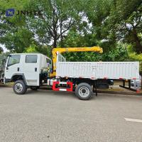 China HOWO Crane Truck 4X2 6 Wheels Crane 5 Ton Cargo Truck With 12ton Straight Arm Crane Truck for sale
