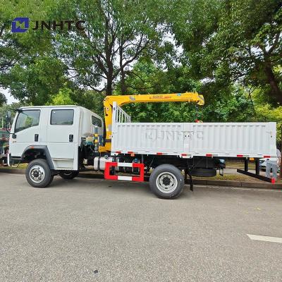 China HOWO Crane Truck 4X2 6 Wheels Crane 5 Ton Cargo Truck With 12ton Straight Arm Crane Truck for sale