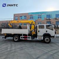 China Howo Mini 4*4 6 Wheeler Double Row Cab Cargo Truck With Telescopic Boom Crane Truck for sale