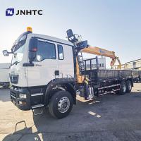 China New HOWO TX380 6x4 12T Flatbed Dropside Capacity Cargo Transporting Truck Straight Arm Boom Crane Trucks for Sale for sale
