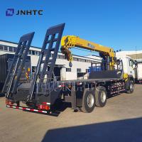 China New HOWO TX380 6x4 12T Flatbed Dropside Capacity Cargo Transporting Truck Straight Arm Boom Crane Trucks for Sale for sale