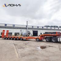 China 7-axle Stretchable Liftable 70-ton Gooseneck Low Flatbed Semi-trailer with Hydraulic Tailboard for sale