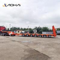 China 7-axle Stretchable Liftable 70-ton Gooseneck Low Flatbed Semi-trailer with Hydraulic Tailboard for sale