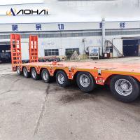 China 7-axle Stretchable Liftable 70-ton Gooseneck Low Flatbed Semi-trailer with Hydraulic Tailboard for sale