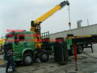 China Mobile Low Bed Truck Mounted Straight Arm Crane 8x4 With 15 Ton , Swing Arm Crane for sale