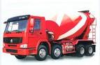 China Diesel 8 X 4 Sinotruk STEYR Concrete Mixer Truck 336hp And 8 Cbm In Red Color for sale