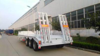 China 13000M 3 Alxes Lowbed Heavy Duty Semi Trailers 50-60T 12 Tires With 2 Legs for sale