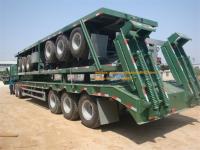 China 3 Axles 17m Hydraulic Flatbed Trailer For Loading Construction Machines for sale