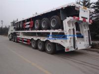 China 3 Axles 17m Hydraulic Flatbed Trailer For Loading Construction Machines for sale