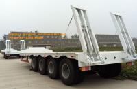 China 3 Axles 17m Hydraulic Flatbed Trailer For Loading Construction Machines for sale