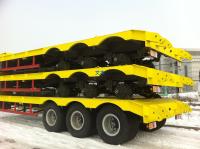 China 3 Axles 17m Hydraulic Flatbed Trailer For Loading Construction Machines for sale