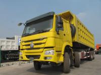 China HOWO 8x4 Heavy Duty Dump Truck , LHD Sinotruk Tipper Truck Yellow Color for sale