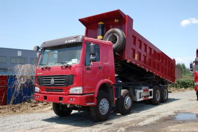China Stock Howo 371hp 8x4 Heavy Duty Dump Truck For Promotion In Red Color for sale