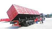 China 80T Capacity Dumping Tipper Flatbed Semi Trailer Full Set Of Hyva Hydraulic System for sale