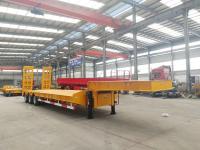 China 100T Low Bed Heavy Duty Semi Trailers / 3 Axle Lowboy Trailer In Mechanical Suspension for sale