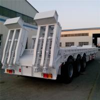 China 3 Axle 4 Axle 100 tons Low Bed Semi Trailer For Wheel Loder Excavator Transport for sale