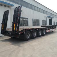 China 3 Axle 4 Axle 100 tons Low Bed Semi Trailer For Wheel Loder Excavator Transport for sale