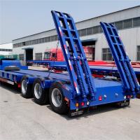 China 3 Axle 4 Axle 100 tons Low Bed Semi Trailer For Wheel Loder Excavator Transport for sale