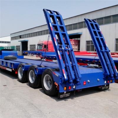 China 3 Axle 4 Axle 100 tons Low Bed Semi Trailer For Wheel Loder Excavator Transport for sale