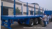 China SINOTRUK 3 Axle Flatbed Trailer Log Wood Flat Bed Trailer With Upright Column for sale